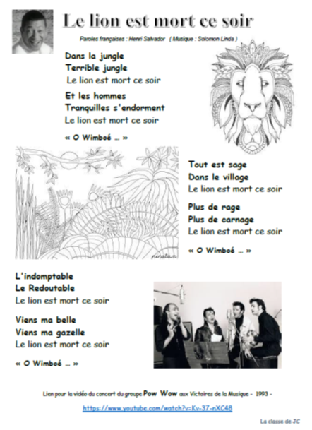 Le lion est mort ce soir - École primaire de Ferrières en Bray
